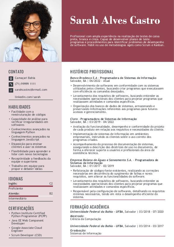 Exemplo de currículo de programador | MeuCurrículoPerfeito