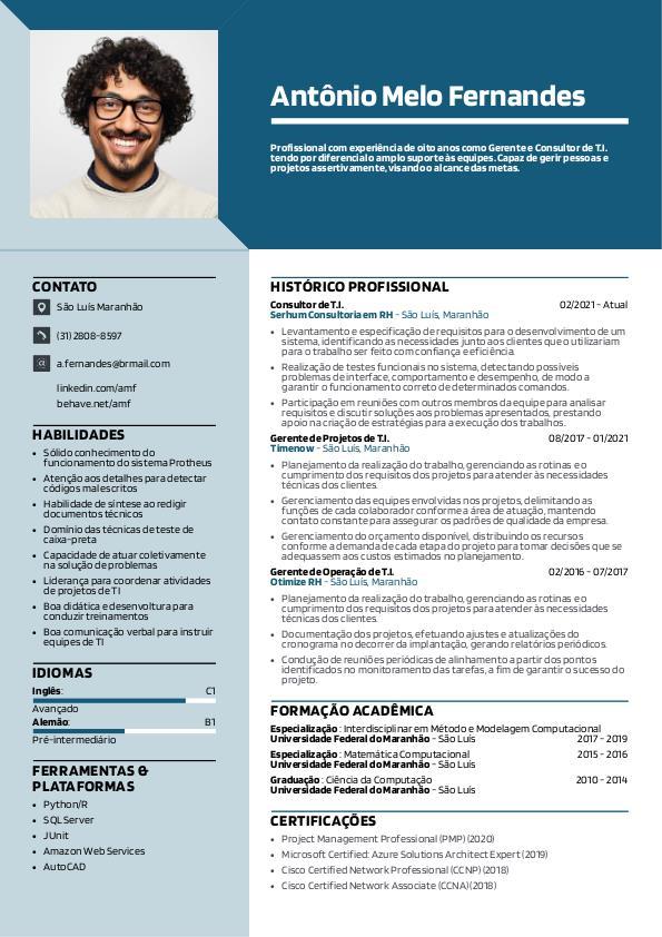 Modelo de currículo de TI | MeuCurrículoPerfeito