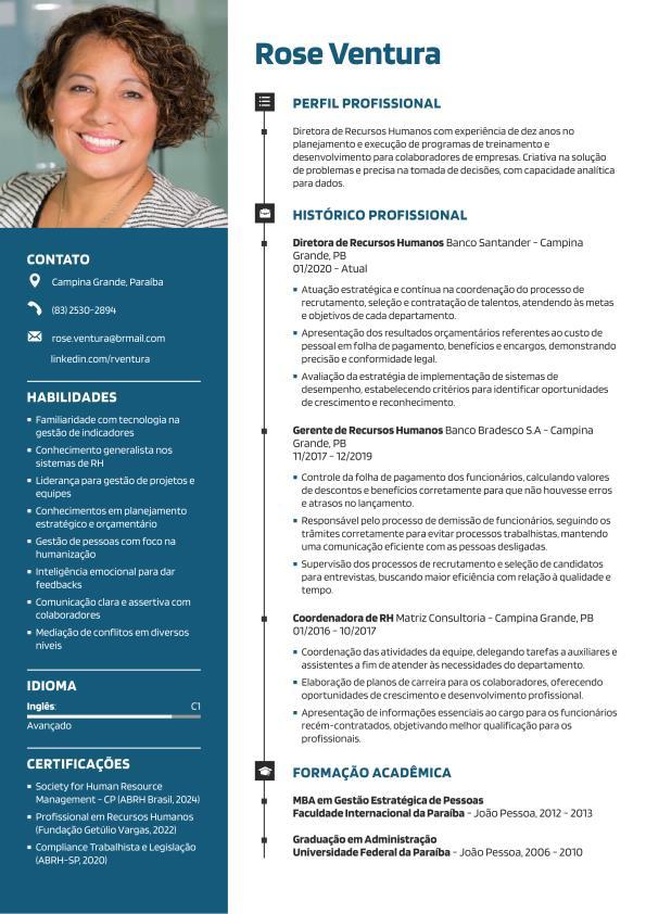 Exemplo de Currículo de Recursos Humanos | MeuCurrículoPerfeito
